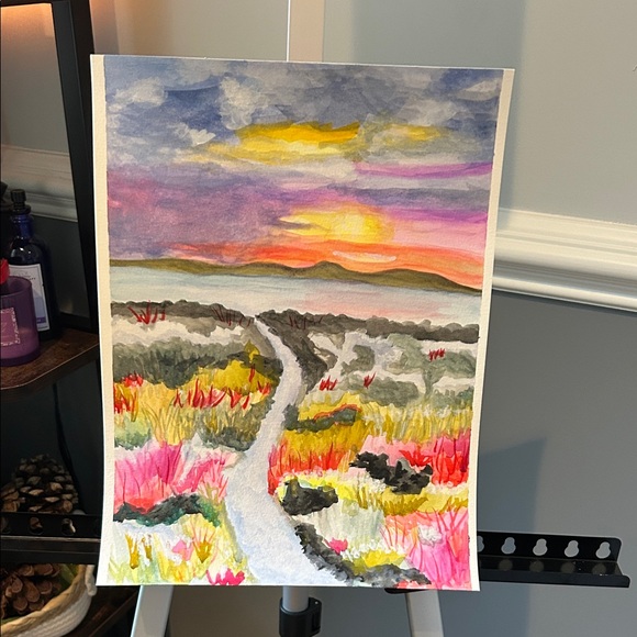 Art | Sunset Pathway Watercolor Painting | Poshmark